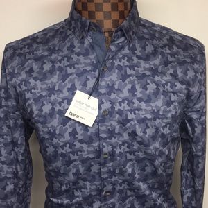 Bar III | Shirts | Bar Iiiblue Indigo Camoflauge Slimfit Shirt Large ...
